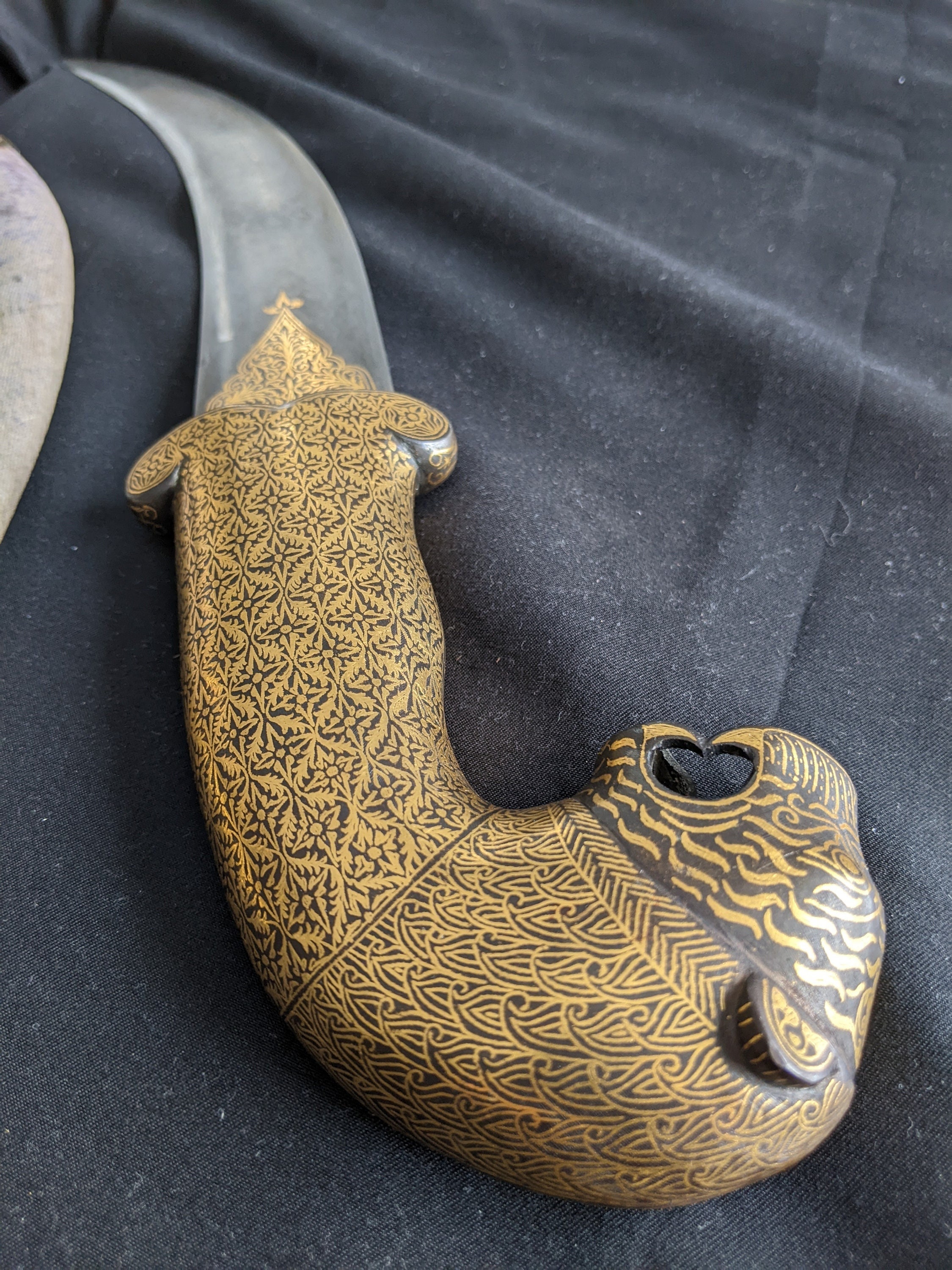Antique Indo Persian Dagger 19 in With Gold Koftgari and Damascus Blade ...