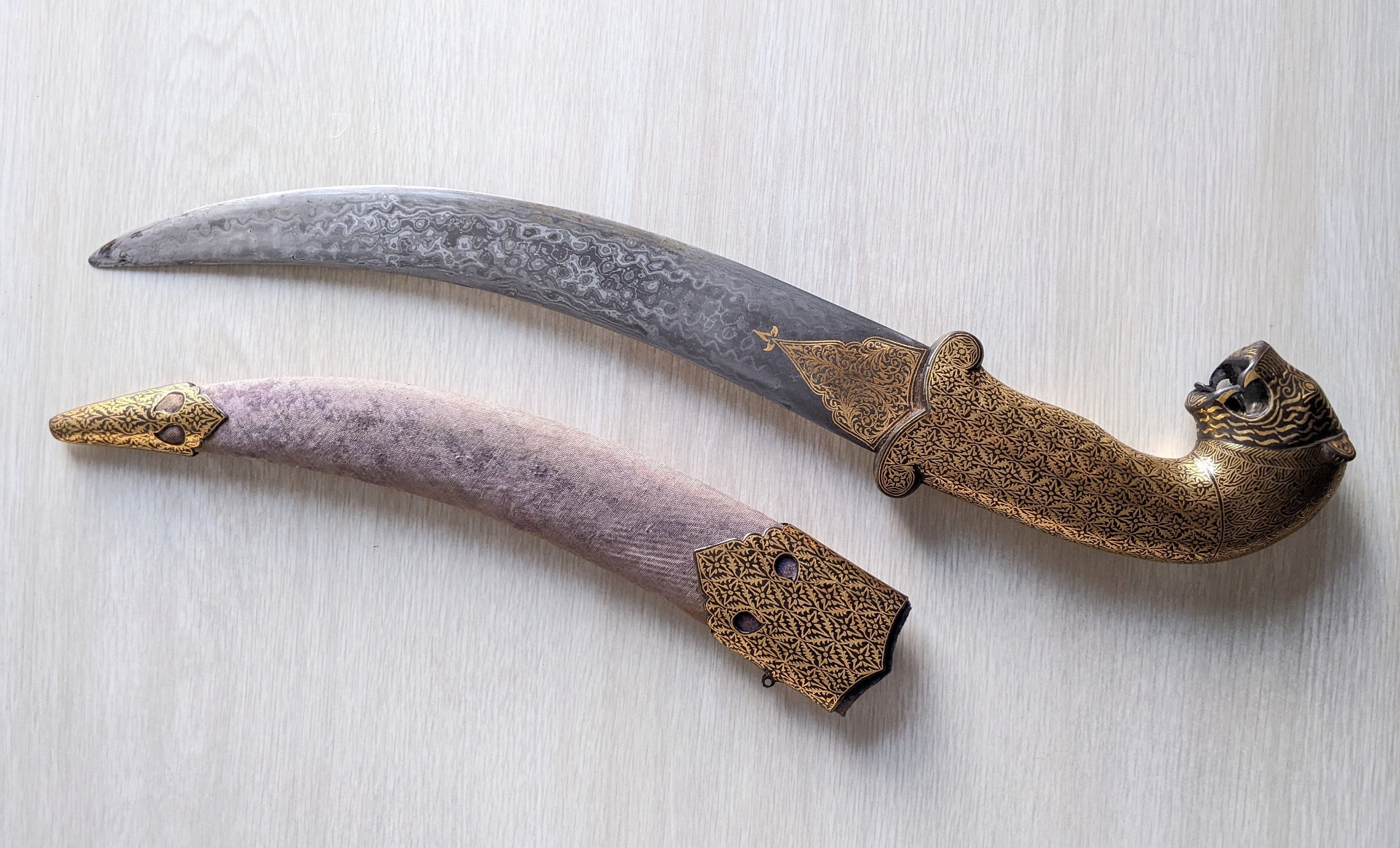 Antique Indo Persian Dagger 19 in With Gold Koftgari and Damascus Blade ...