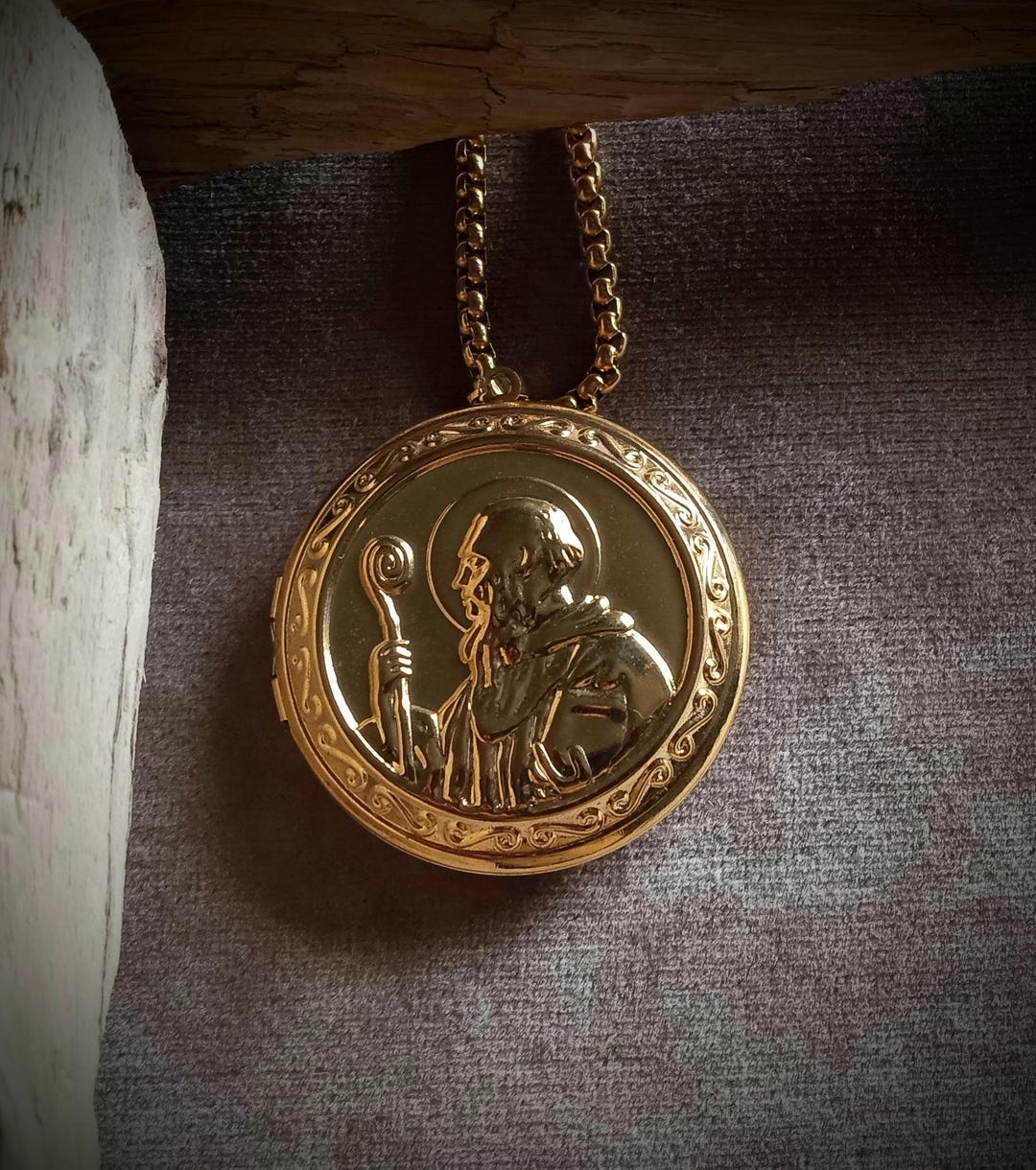 Saint Benedict | Prayer Locket | Spirit Companion | Enchanted Necklace ...