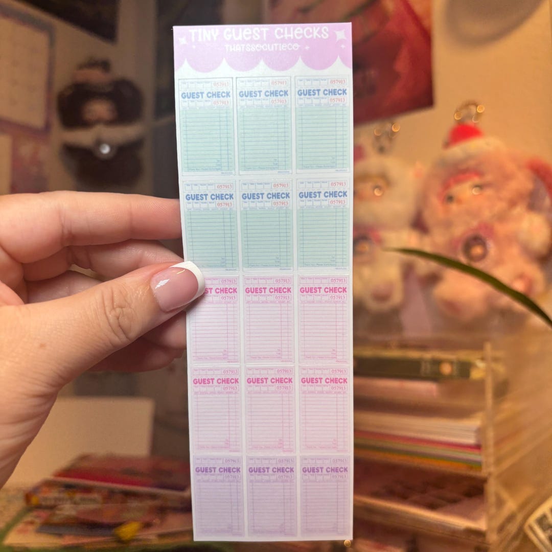 Super Mini Guest Check Sticker Sheet | Planner & Junk Journal Stickers ...