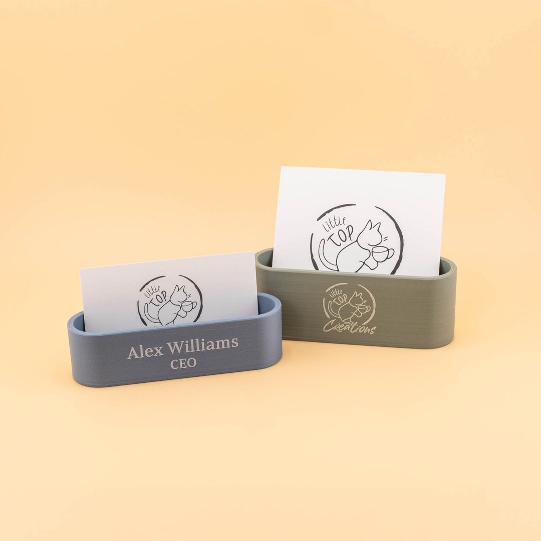 Custom Engraved Business Card Holder: Modern Minimalist Desk Organizer ...