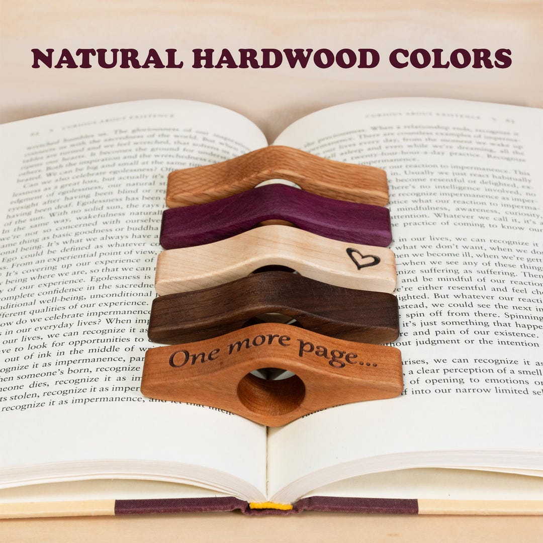 Handmade Wood Thumb Book Page Holder Solid Hardwood Reading Accessory ...