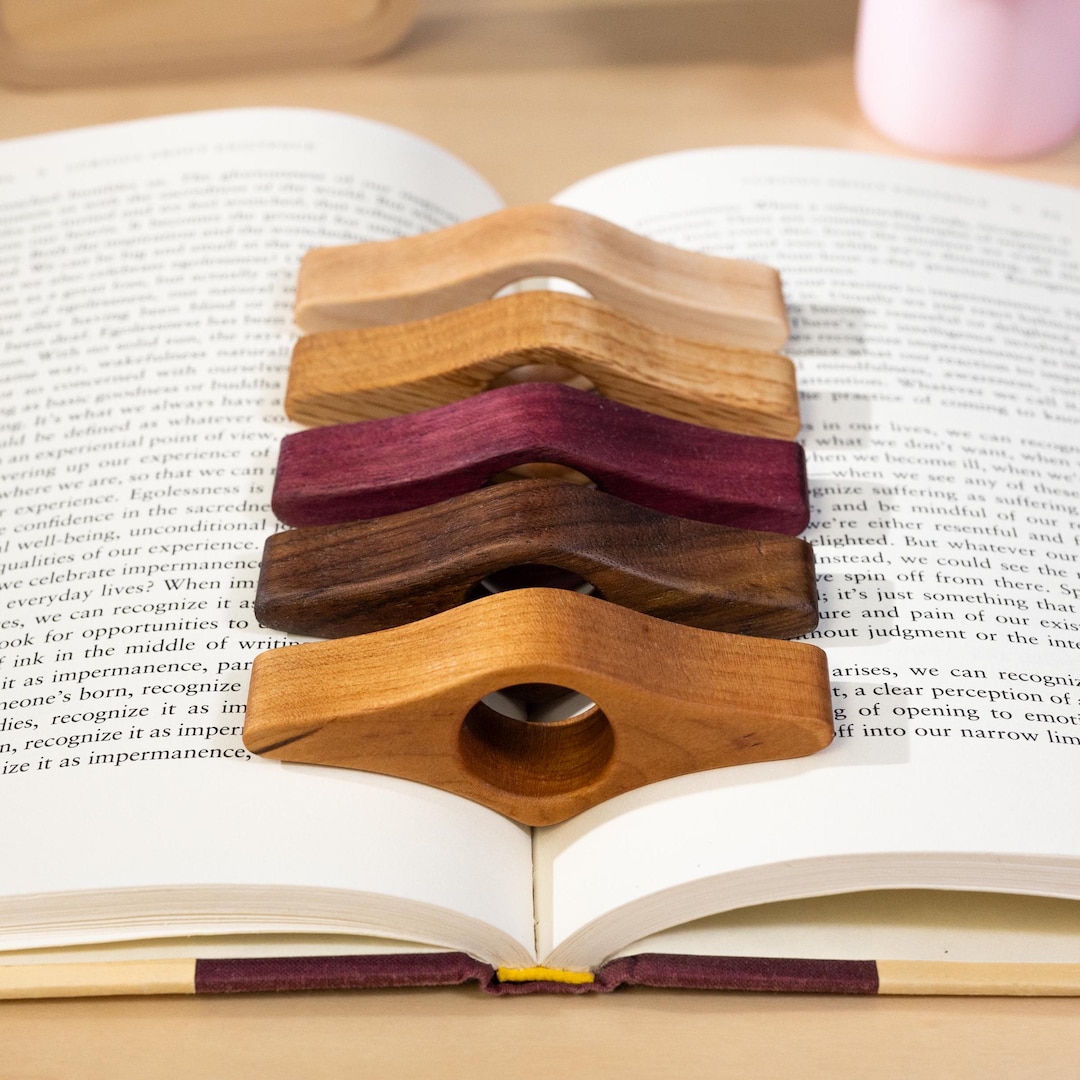 Handmade Wooden Thumb Book Page Holder Solid Hardwood Reading Accessory ...