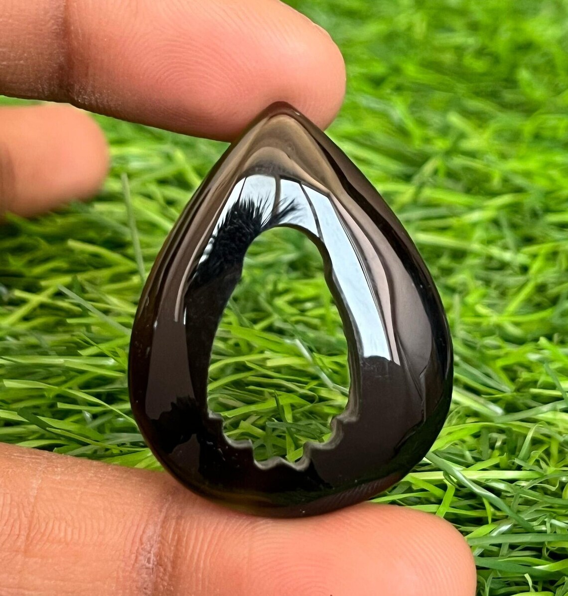 Black Onyx Carving, Ghost Shape Onyx Carving, Natural Gemstone Keychain ...