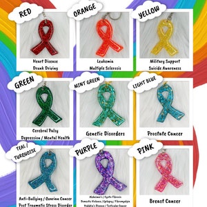 UPDATED PACKAGING Awareness Ribbon Glitter Resin Keychain Cancer ...