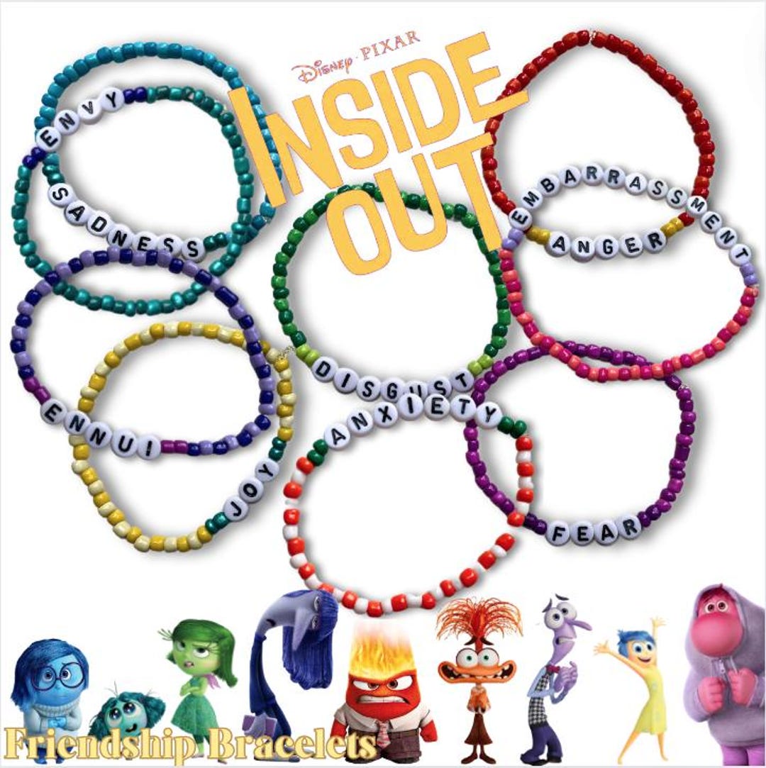 Inside Out 2 Bracelets - Joy - Anger - Sadness - Fear - Disgust - Ennui ...
