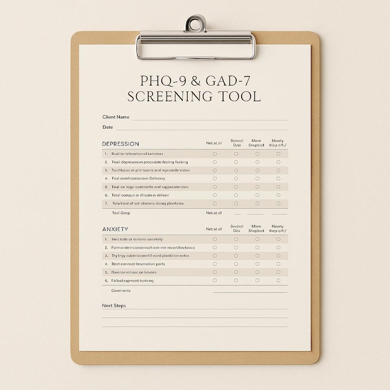 PHQ-9 GAD-7 Screening Tool | Mental Health Assessment (PDF) - Etsy