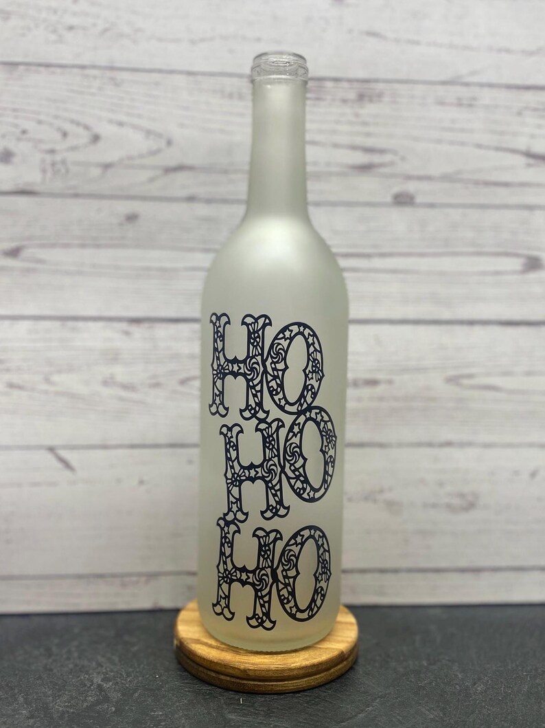 HO HO HO Candy Pattern Lighted Wine Bottle Home Decor, Friend Gift ...