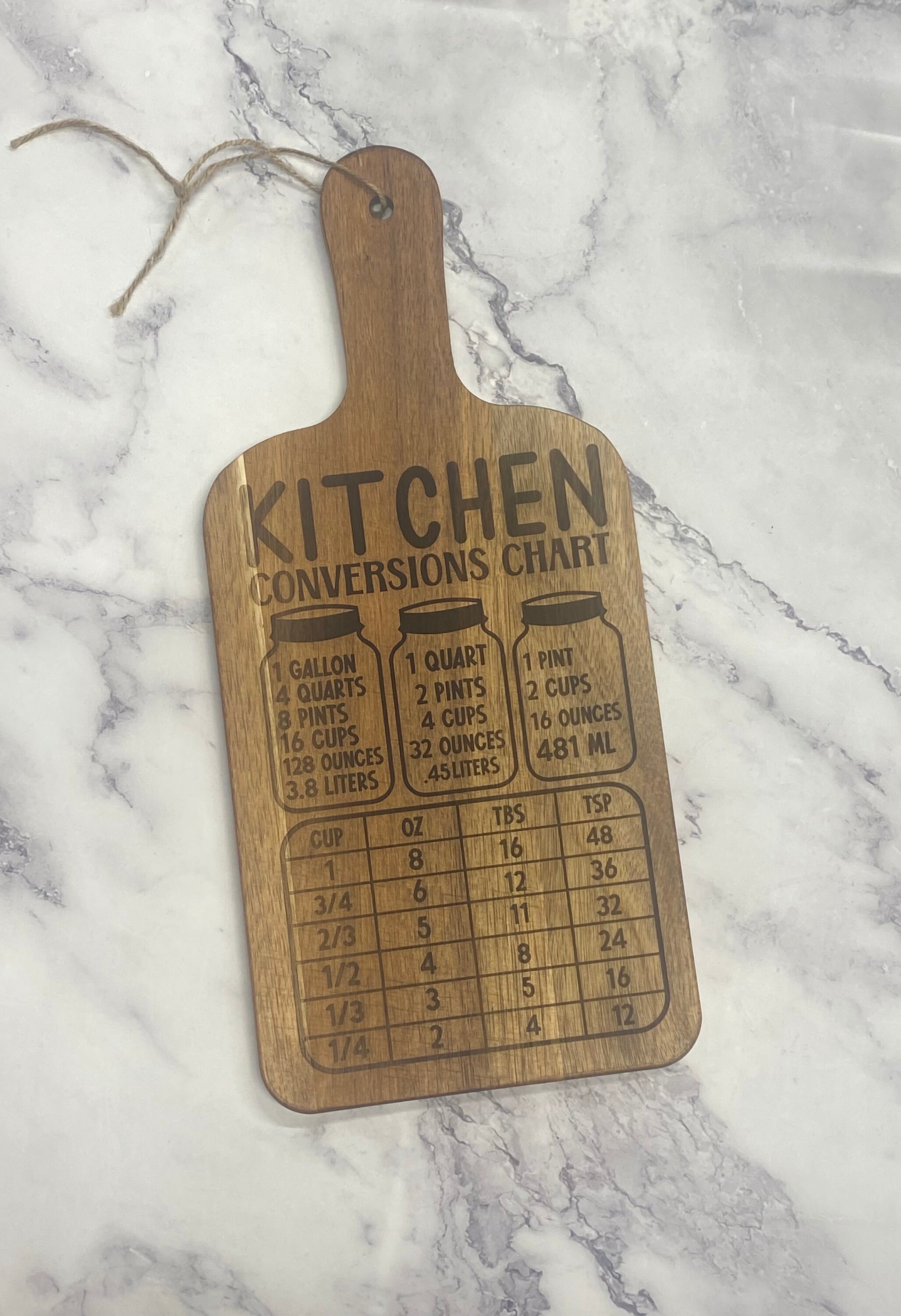Kitchen Conversion Chart Engraved Cutting Board, Kitchen Conversions ...
