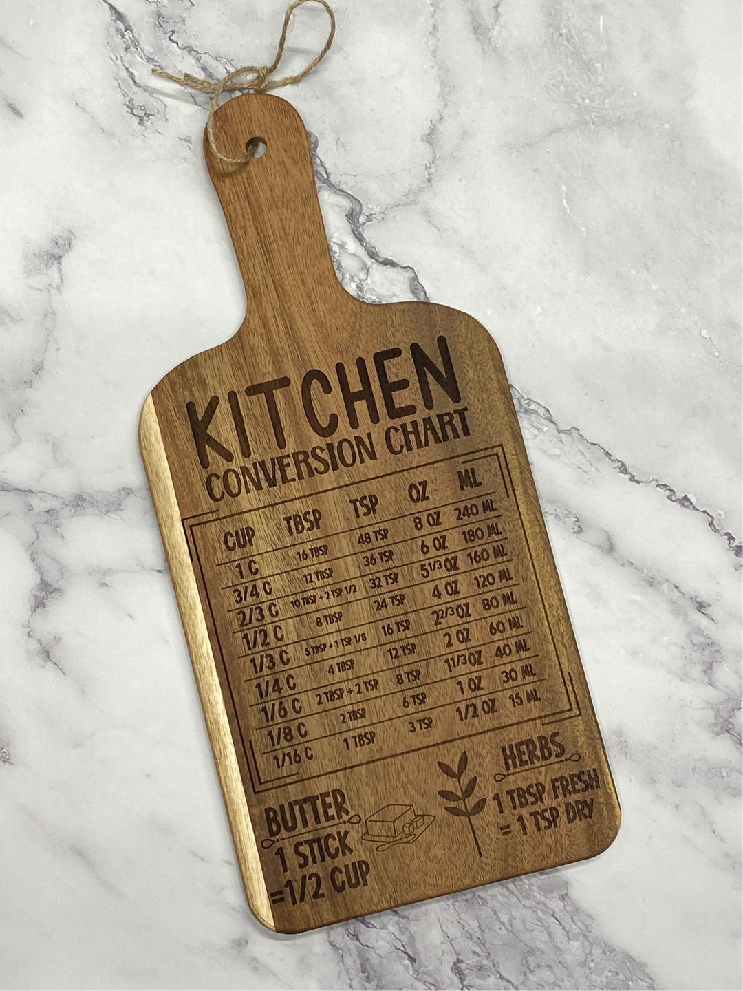 Kitchen Conversion Chart Engraved Cutting Board, Kitchen Conversions ...