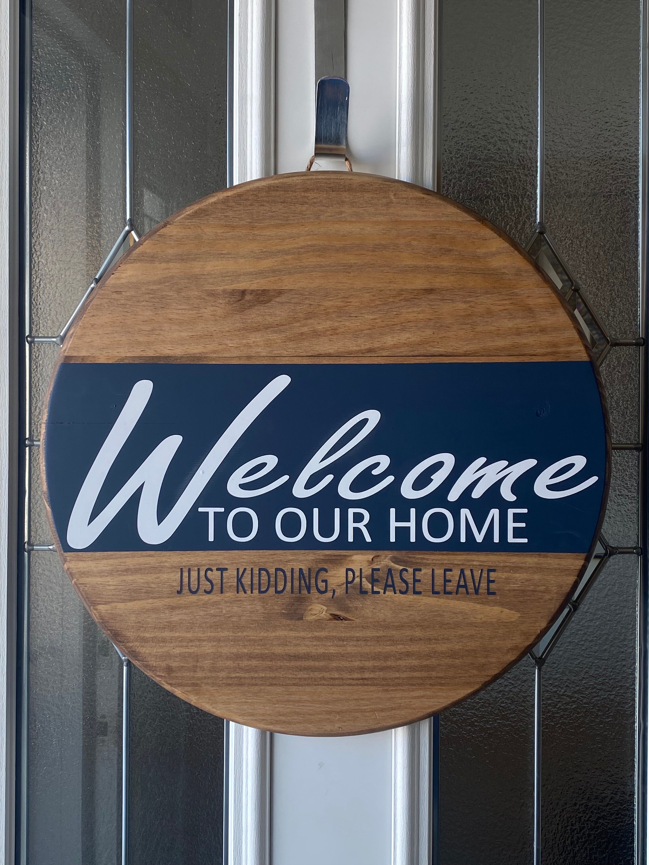 Welcome to Our Home Just Kidding Please Leave Door Hanger - Etsy