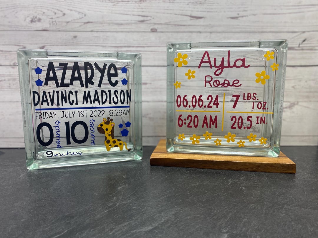 Newborn Glass Block Gift Personalized | Birth Announcement Decor | Baby ...