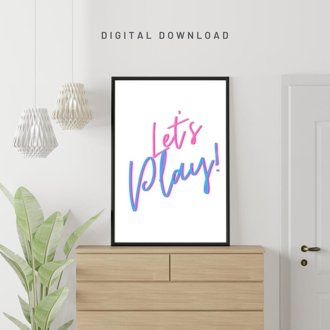 Lets Play Print Black and White Playroom Prints Playroom Wall Art ...