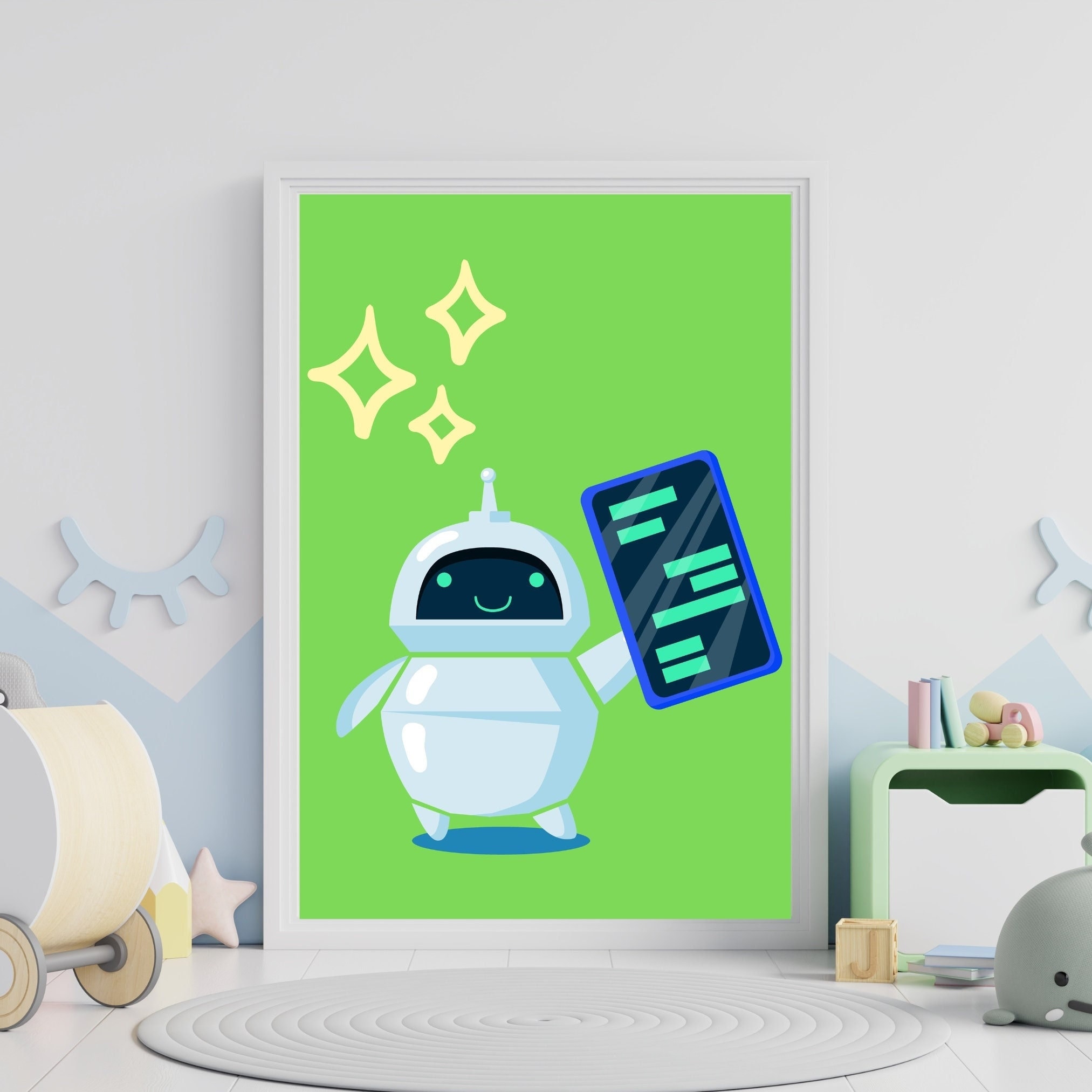 Arte imprimible de robot, Imprimibles digitales de robots, Impresión de ...