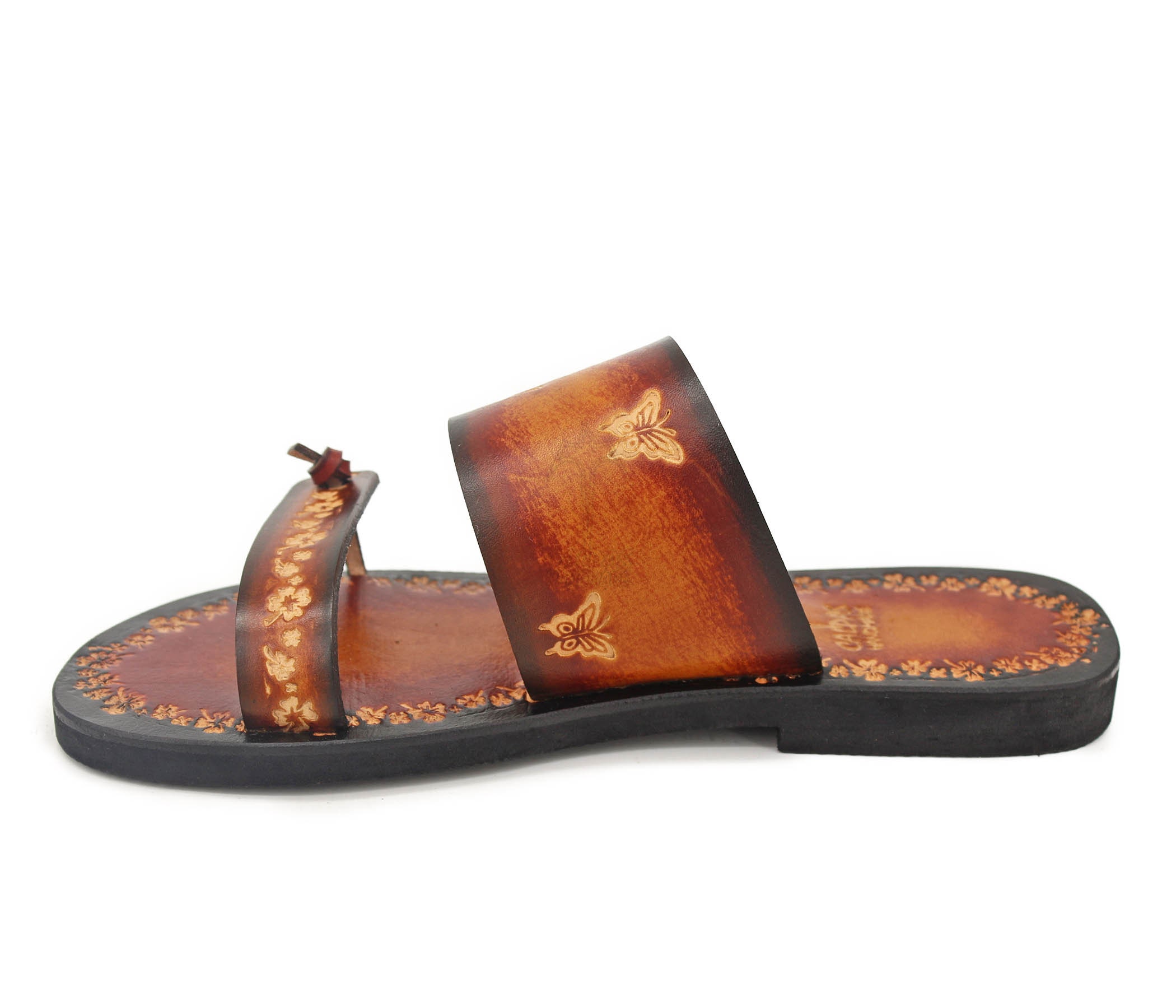 Trendy Unique Style Handmade Leather Sandals, Burnished Leather Sandals ...