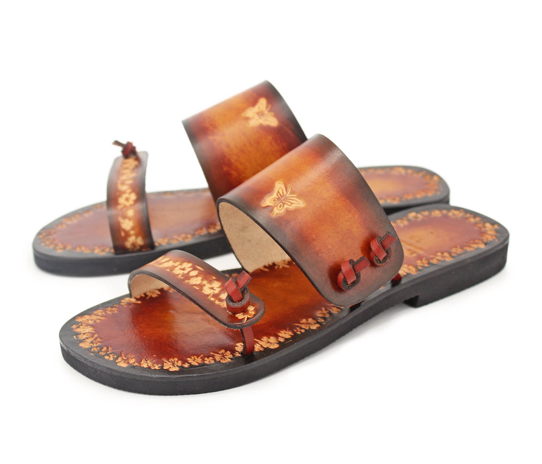 Trendy Unique Style Handmade Leather Sandals, Burnished Leather Sandals ...