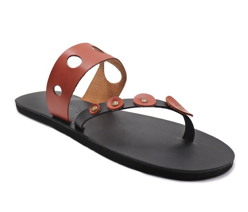 Men Slides Leather Sandals, Flat Sandals for Men, Barefoot Gay Sandal ...