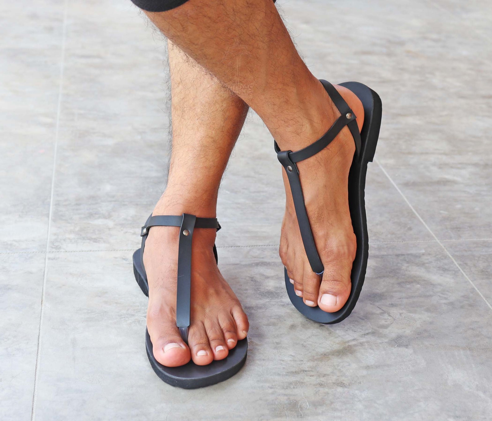 Men Thongs Leather Sandals, Sexy Gay Barefoot Sandals, Greek Man Fetish ...