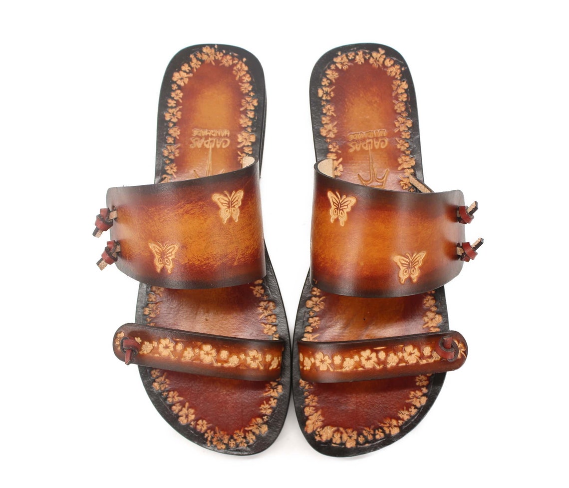 Trendy Unique Style Handmade Leather Sandals Burnished - Etsy