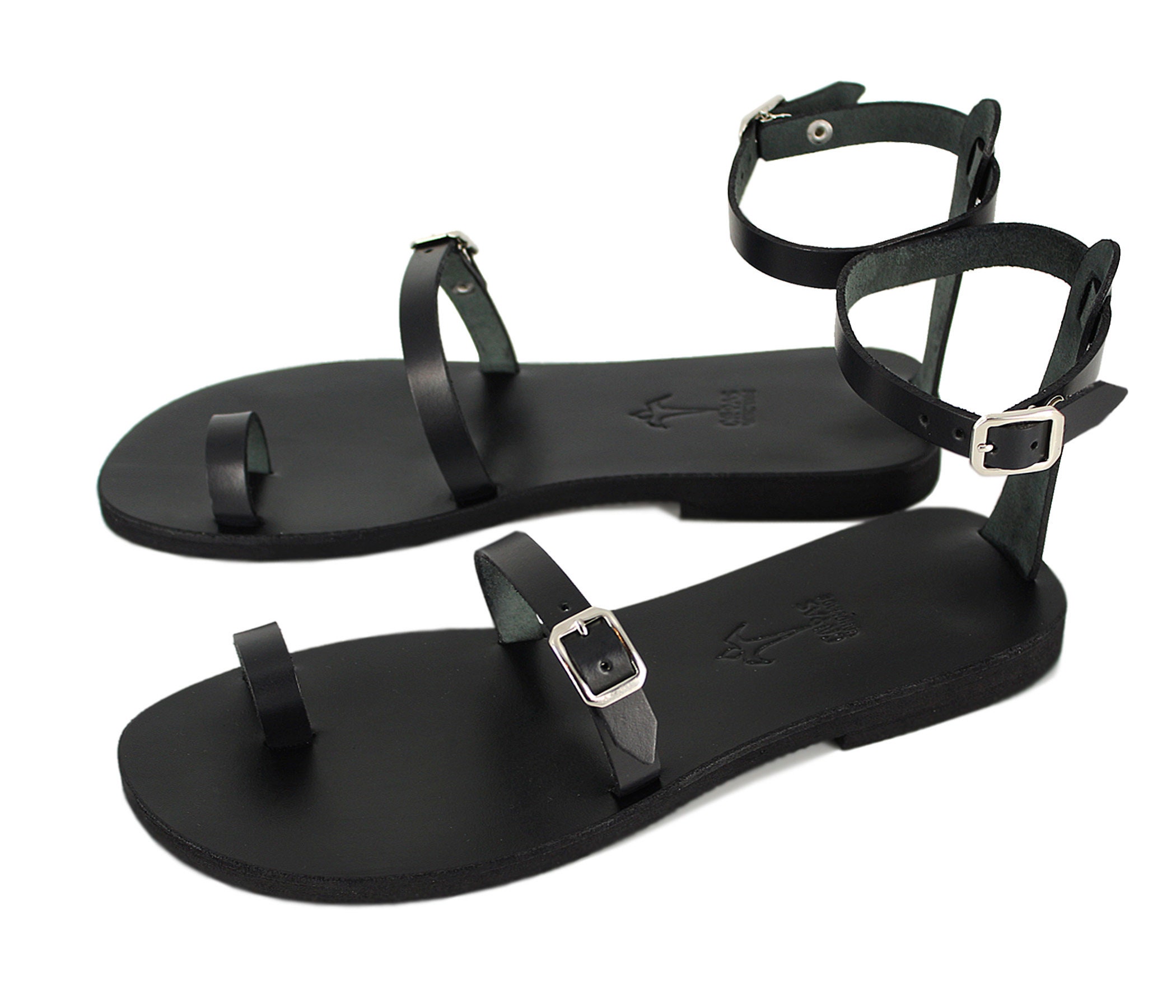 Strappy Leather Sandals Greek Ankle Strap Sandals, Calpas's Original ...