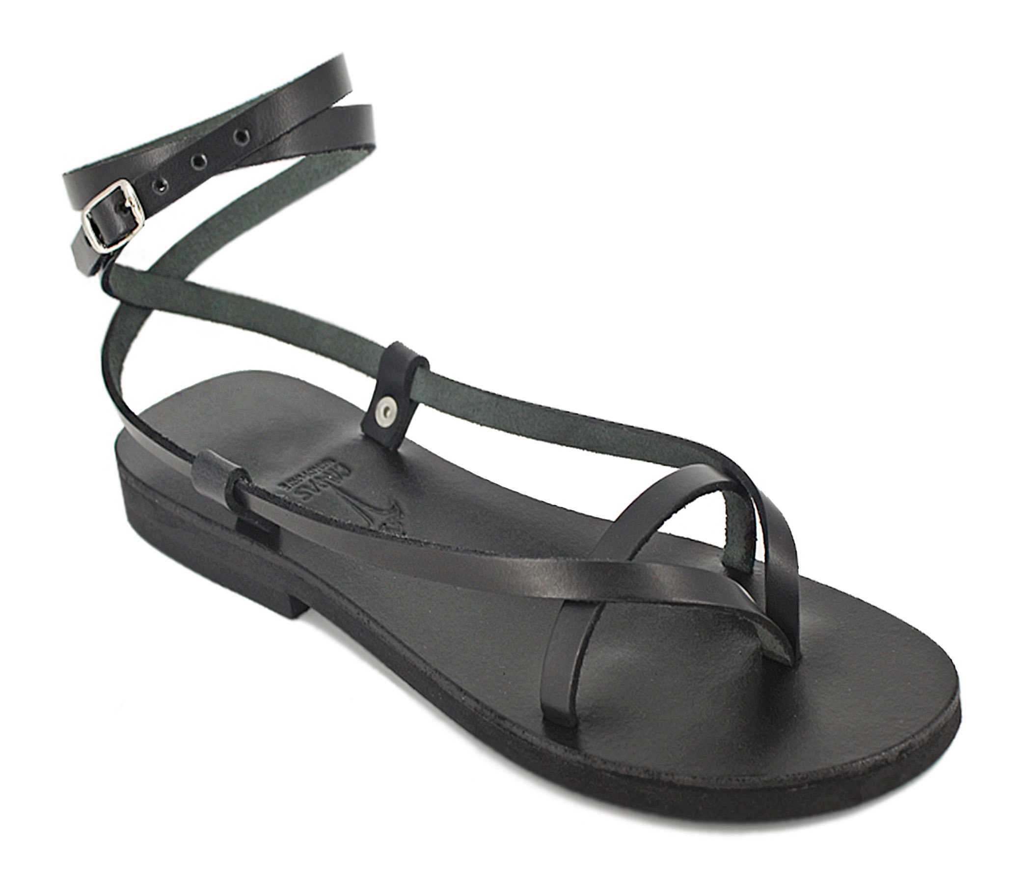 Double Ankle Strap Leather Sandals, Best Seller Greek Sandals, Calpas ...