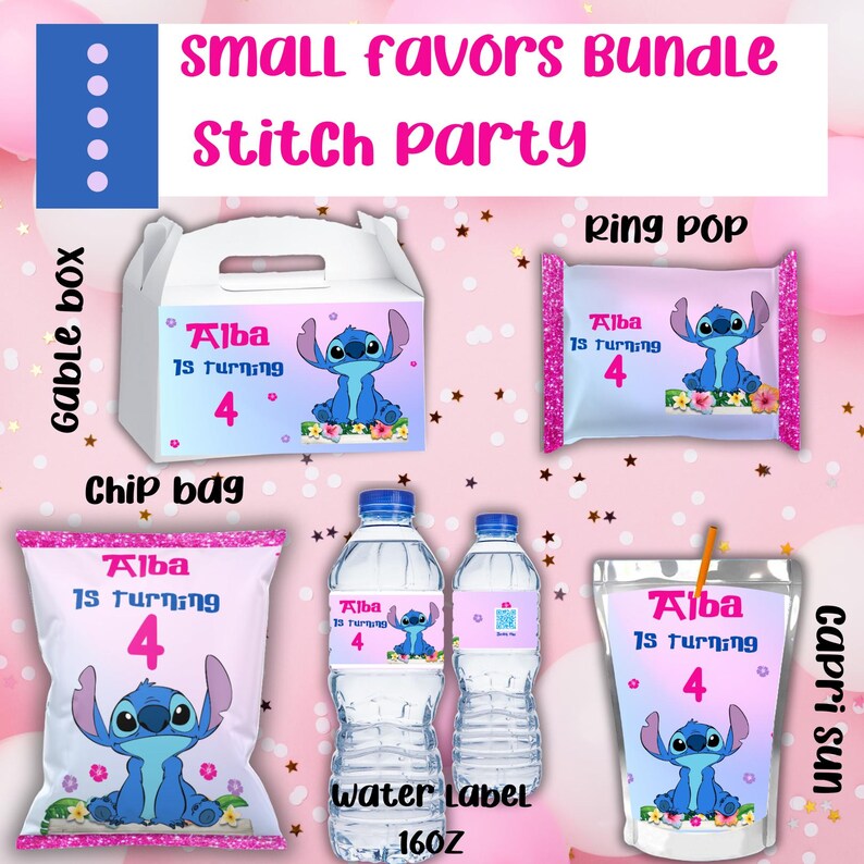 Customizable Girl Party Favors | Stitch Birthday | Favors for Birthday ...