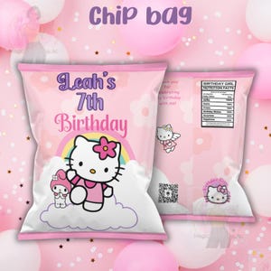 Pink Chip Bag | Kitty Custom Party Favor | Chip Bag - Etsy
