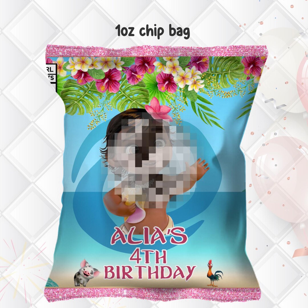 Baby Moona Party Favors | Moana Chip Bag | Gable Box | Birthday Girl ...