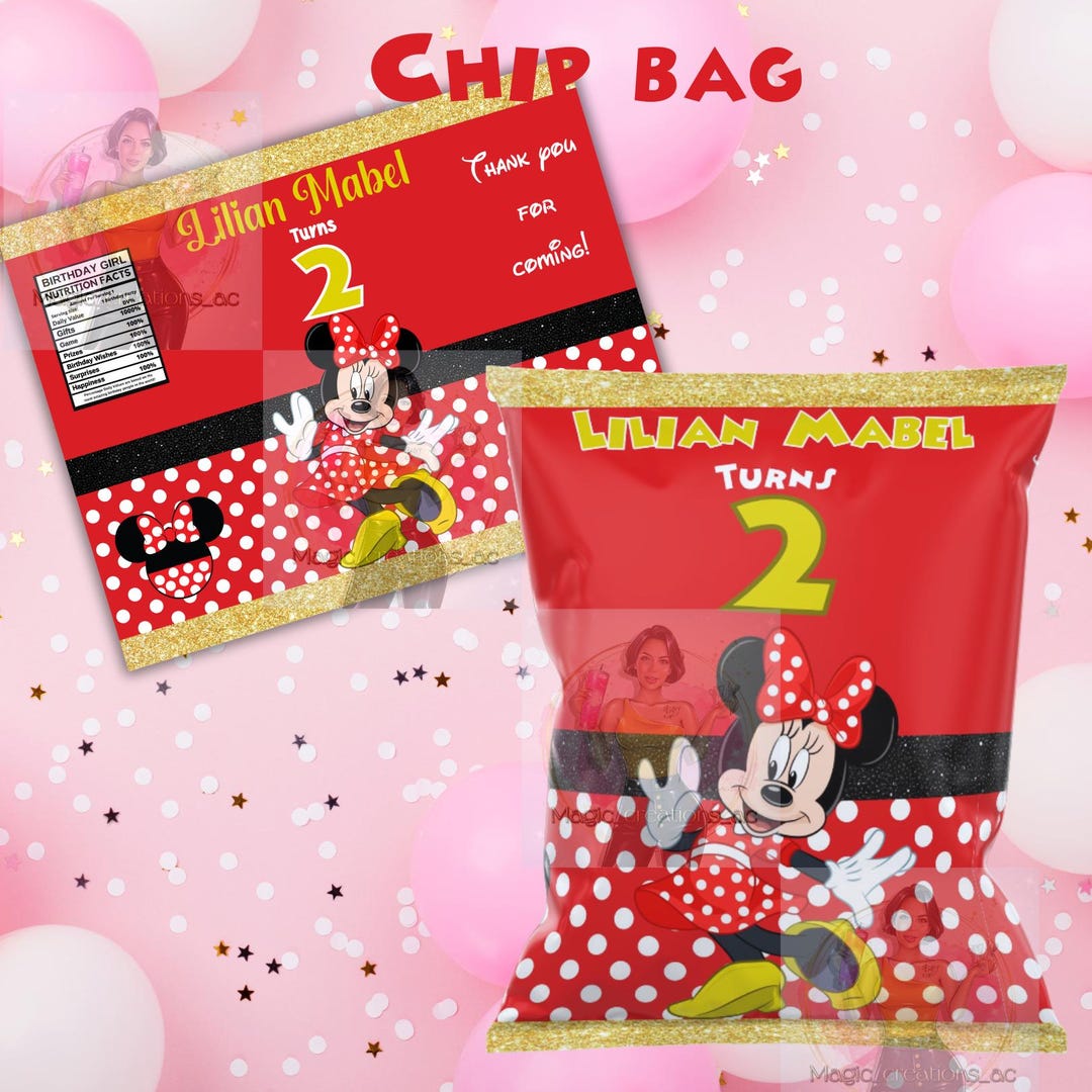 Custom Red Mini Party Set | Party Favors | Girl Birthday | Red Minnie ...