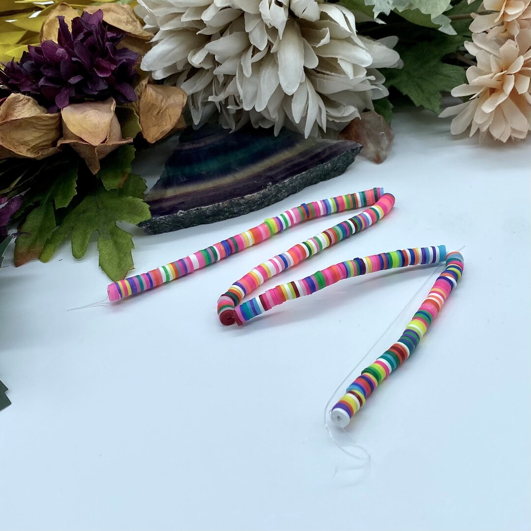 Heshi Beads, Vulcanite, Mixed Bright Color Heshi Beads, 6mm Pink, Blue ...