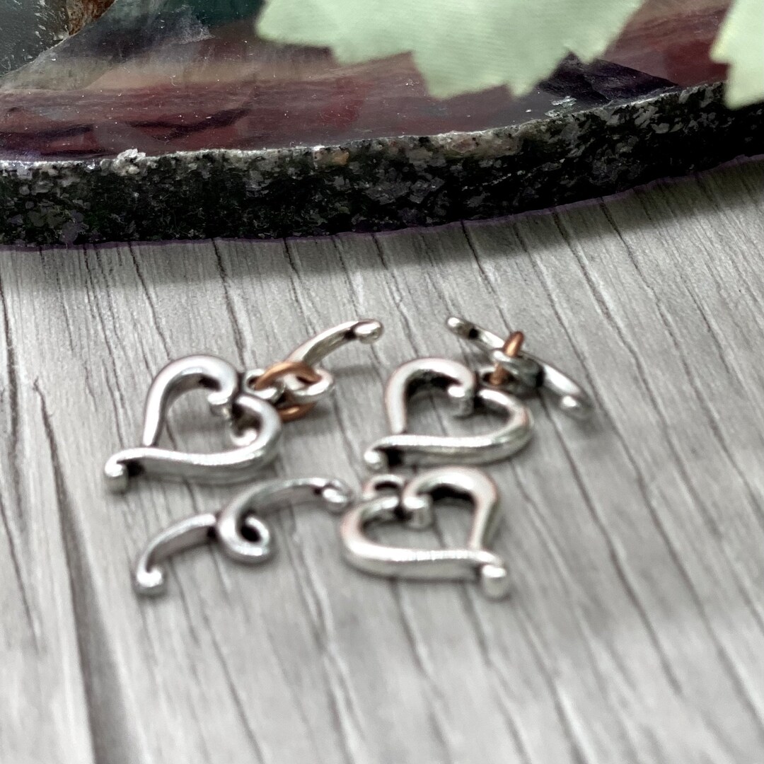 Tierra Cast Heart Toggle Clasp, Open Heart Toggle Clasp, Heart Clasp ...