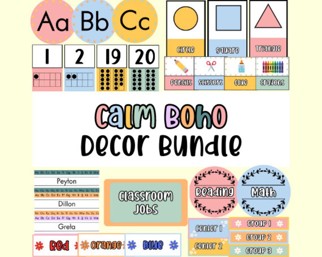 Calm Boho Classroom Decor Bundle - Etsy