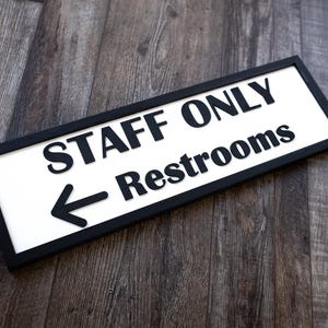Staff Restroom Sign / Business Bathroom Sign /cashless Sign / Hanging ...