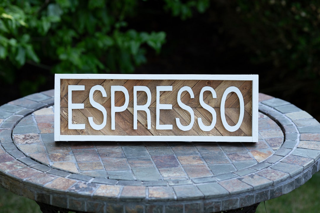 Espresso Wood Sign, Coffee Shop Sign, Hand Cut Letters, Personalized ...
