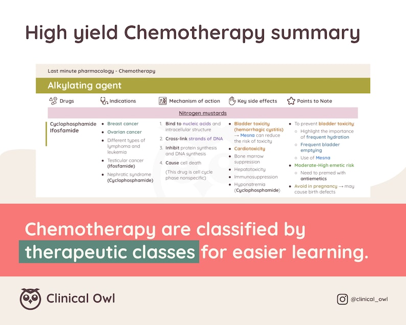 Chemotherapy | Oncology Pharmacology | Last Minute Study Note | Nursing ...