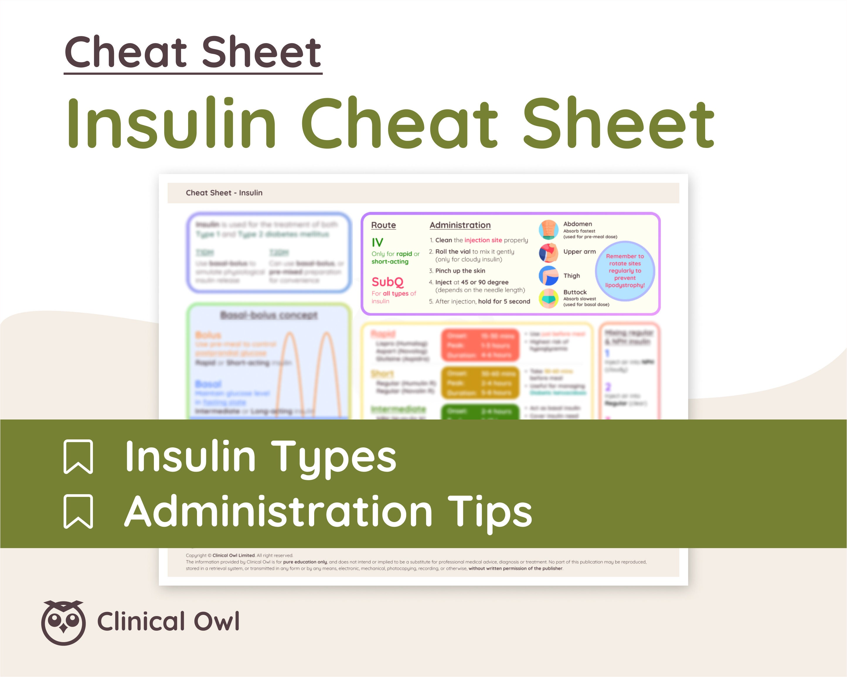 Insulin Cheat Sheet Pharmacology Nursing Medical - Etsy