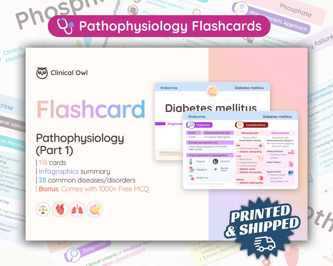 Pathophysiology Flashcards part 1 118 Cards PRINTED & SHIPPED Revision ...