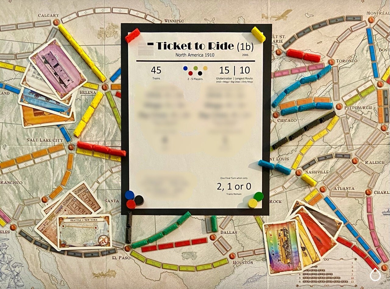 Ticket to Ride - (1b) 1910 North America || Summary Sheet - Etsy