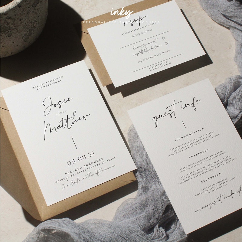 Simple Wedding Invitation - Etsy