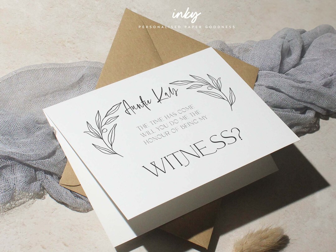 Will You Be My Witness Card, Wedding Card, Proposal Card for Wedding ...