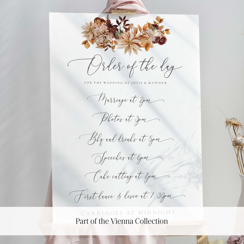 Personalized Wedding Order of the Day Sign, Minimalist Design - Etsy UK