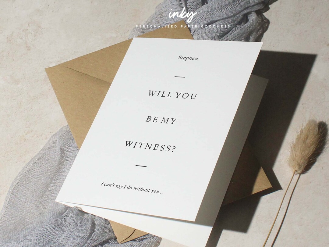 Will You Be My Witness, Wedding Card, Suit Up, Witness Card, With You ...