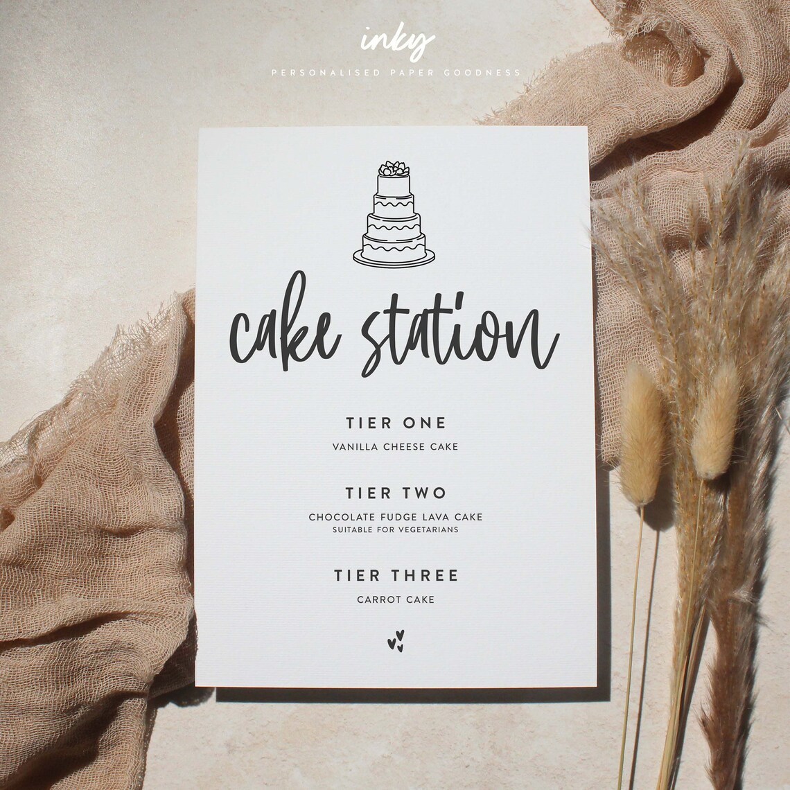 Custom Wedding Signage, Cake Station Sign, Minimalist Stationery - Etsy