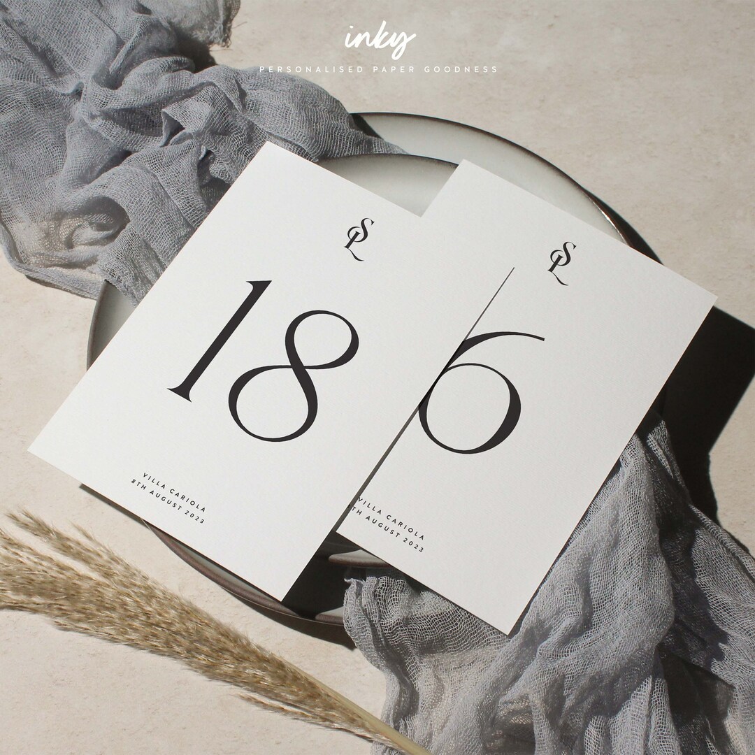 Simple Wedding Table Number, Elegant Font, Minimalist Floral - Etsy