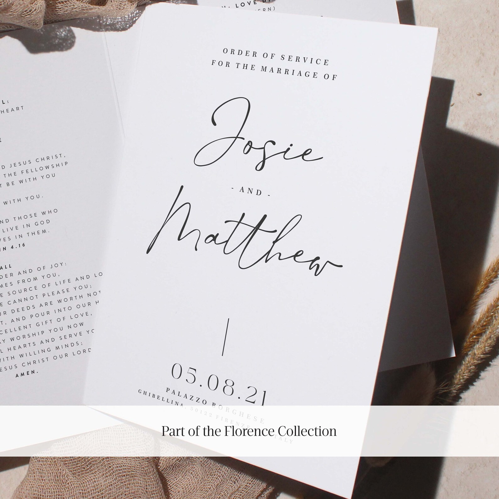Personalized Wedding Ceremony Order of Service Booklet, Minimalist ...