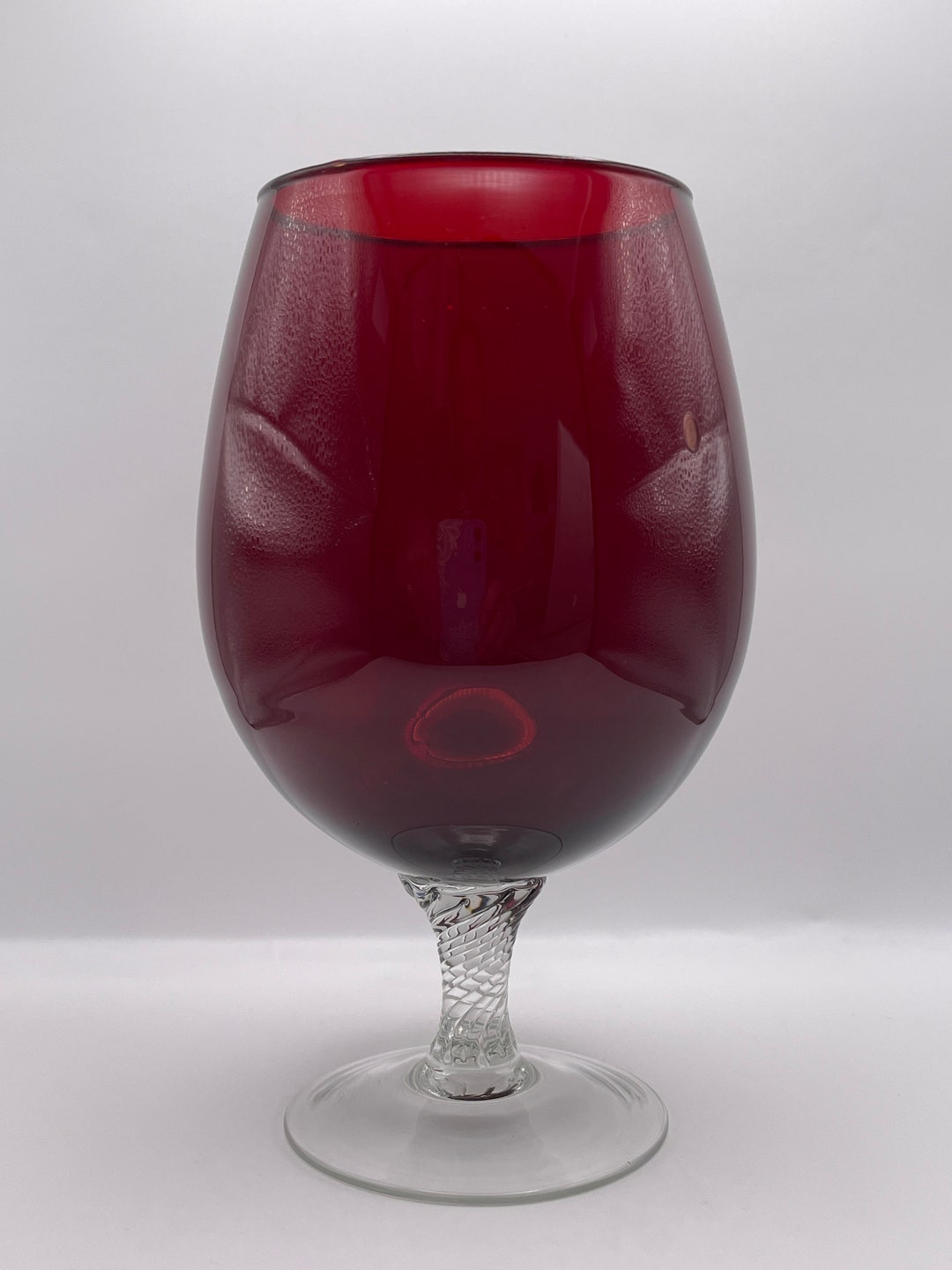 Vintage Ruby Red Brandy Glass Vase. Twisted Stem. - Etsy UK