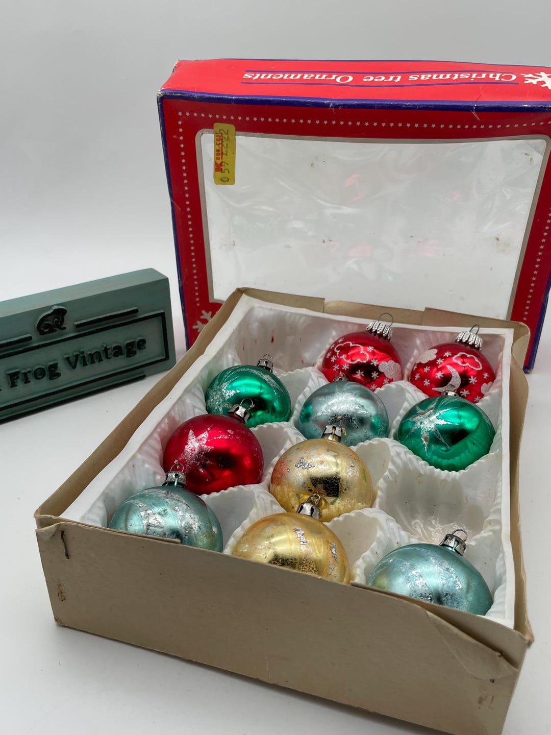 Vintage Box of Christmas Tree Baubles. - Etsy UK