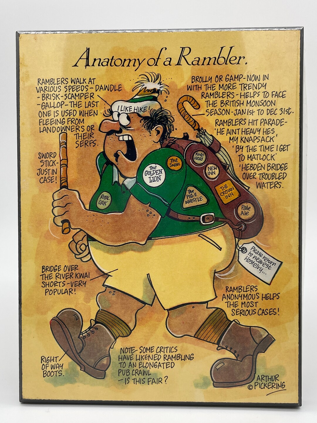 Vintage Arthur Pickering Cartoon Characture. Anatomy of a Rambler. Wall ...