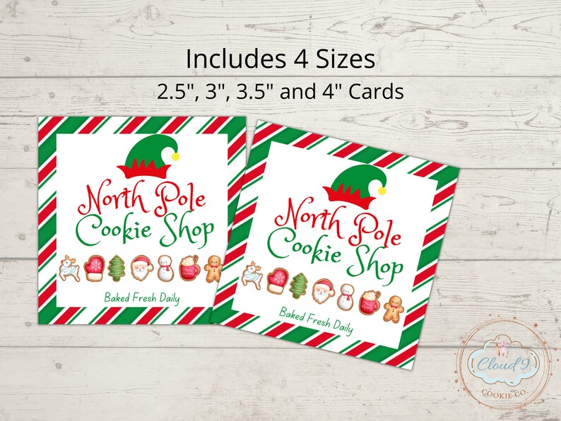 Printable North Pole Cookie Shop Label, Elf Cookie Tag, Mini Cookie Box ...