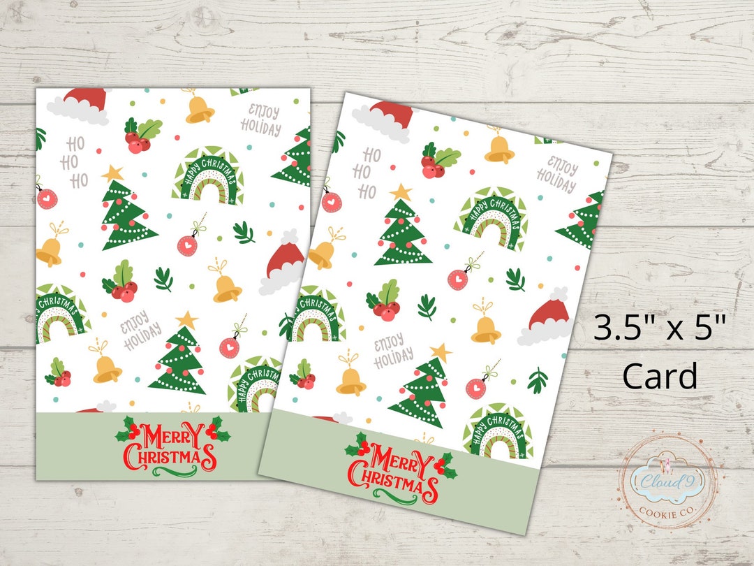 Printable Christmas Mini Cookie Card 3.5 X 5 - Christmas Tree Cookie ...